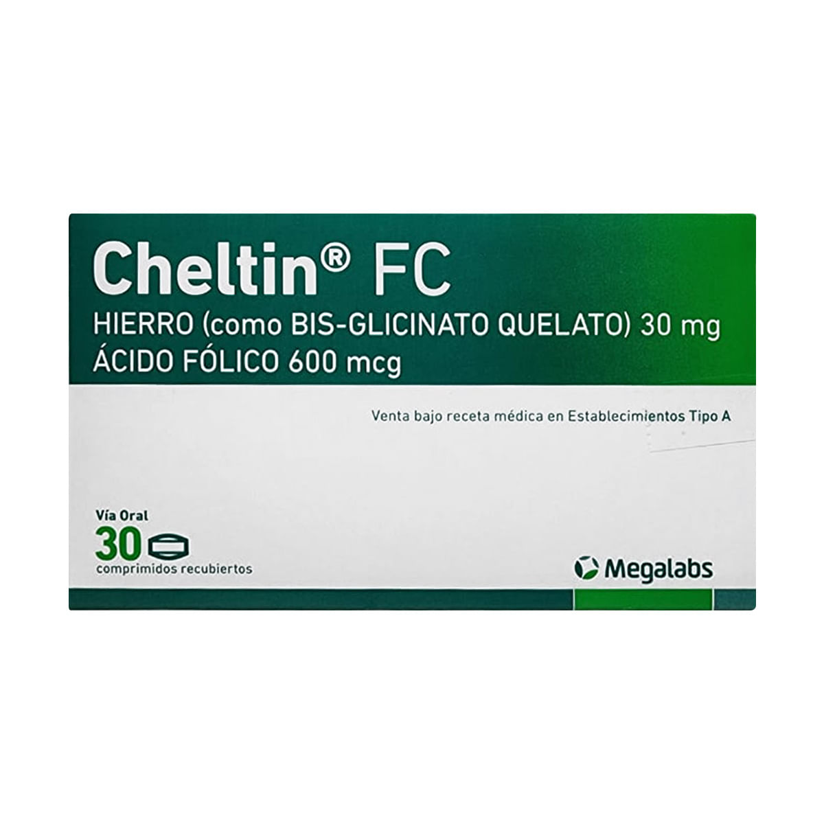 Cheltin FC hierro 30 mg ácido fólico 600 mcg 30 comprimidos recubiertos ...