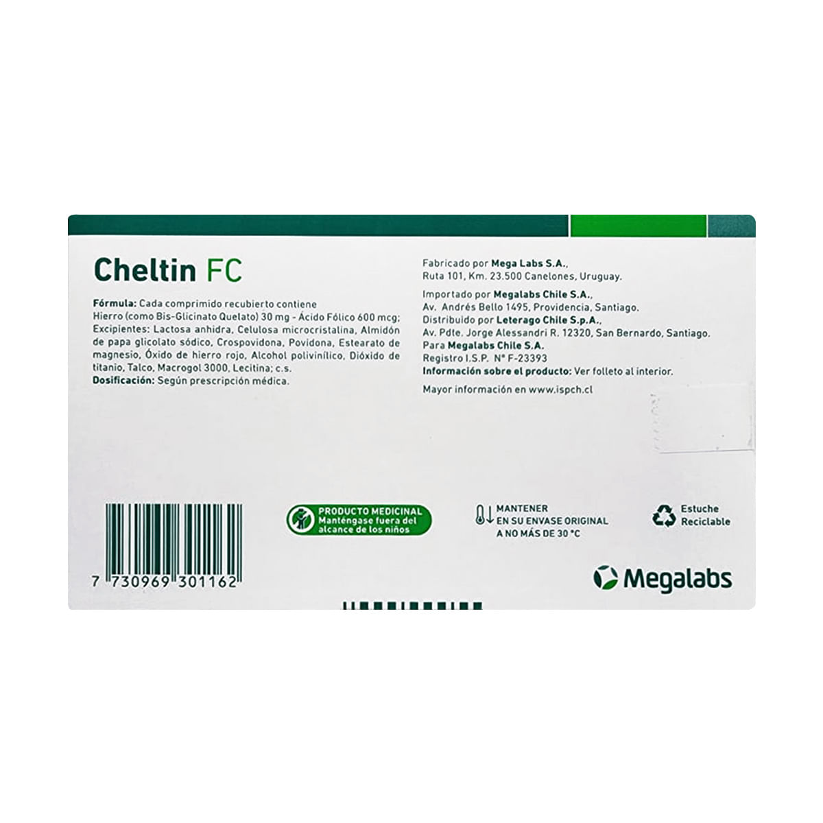 Cheltin Fc - Bisglicinato Ferroso / A Folico 30 Comp - Farmacias del Dr ...