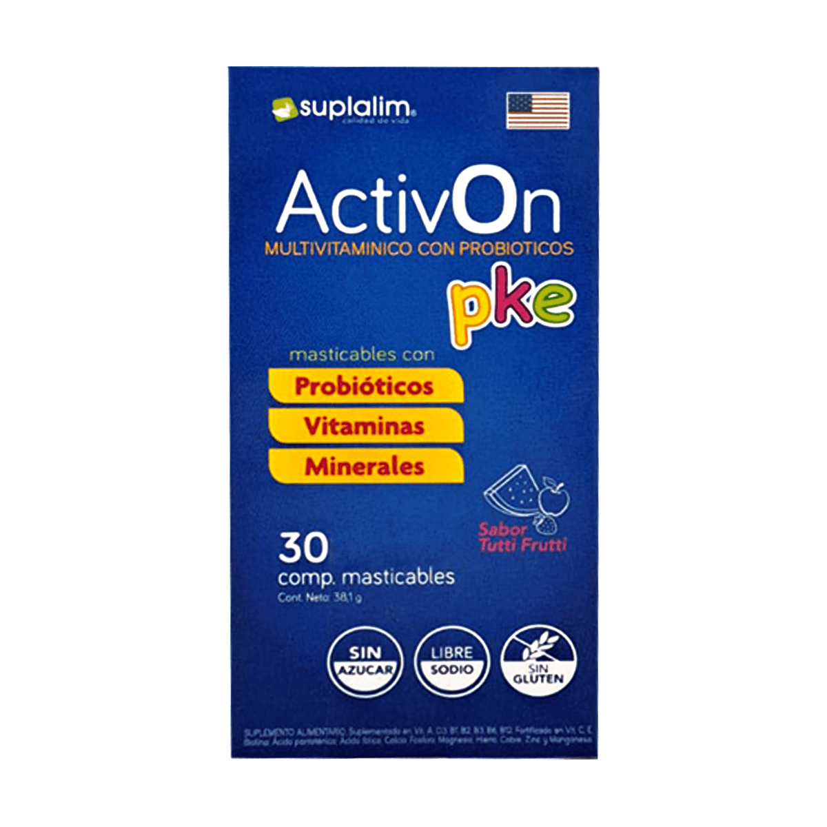 Activ On pke Multivitamínico Con Probióticos 30 Comprimidos Masticables ...