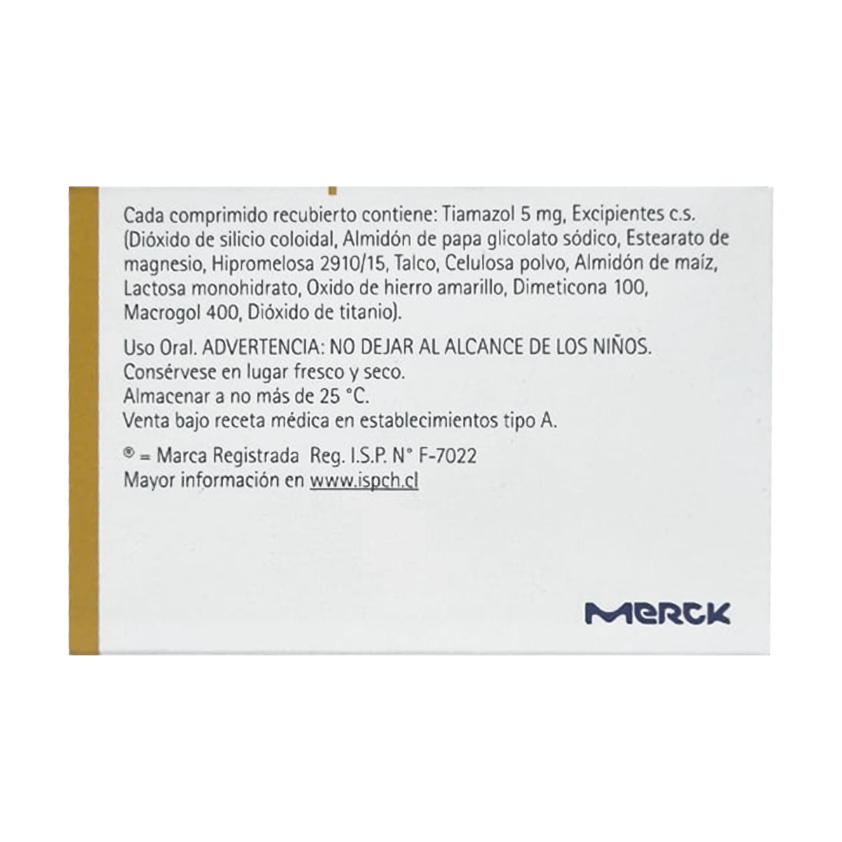Thyrozol 5 Tiamazol 5 mg 50 comprimidos recubiertos - Farmacias del Dr ...