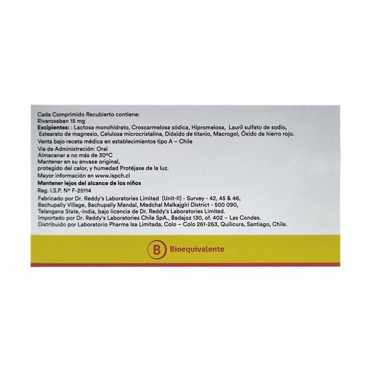 Rivaxored rivaroxabán 15 mg 28 comprimidos recubiertos - Farmacias del ...